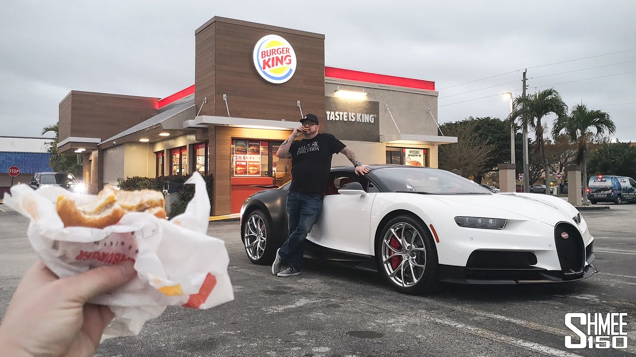 Burger King DRIVE THRU with a BUGATTI CHIRON! - Shmee150