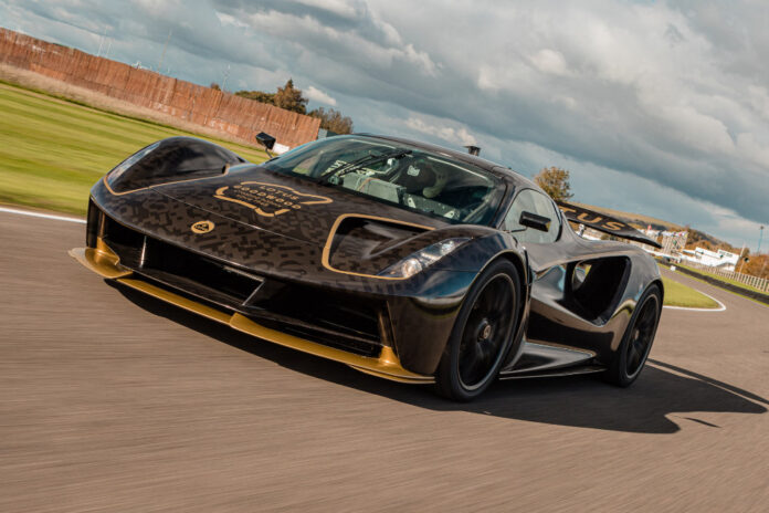 Lotus Evija Stuns Goodwood With Iconic Black and Gold Livery